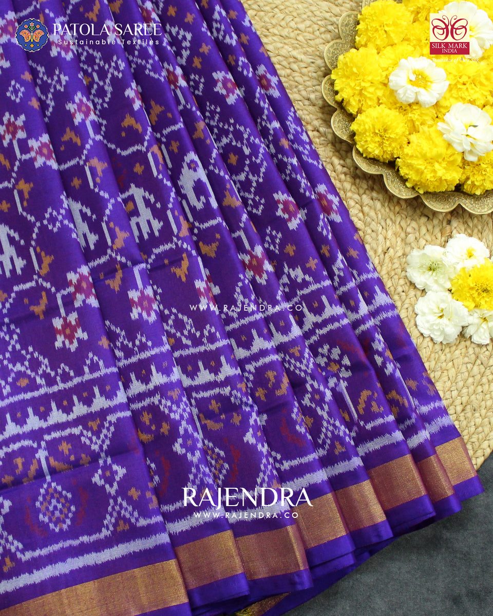 Exclusive Chabadi Hathi Purple Single Ikat Rajkot Patola Saree ...