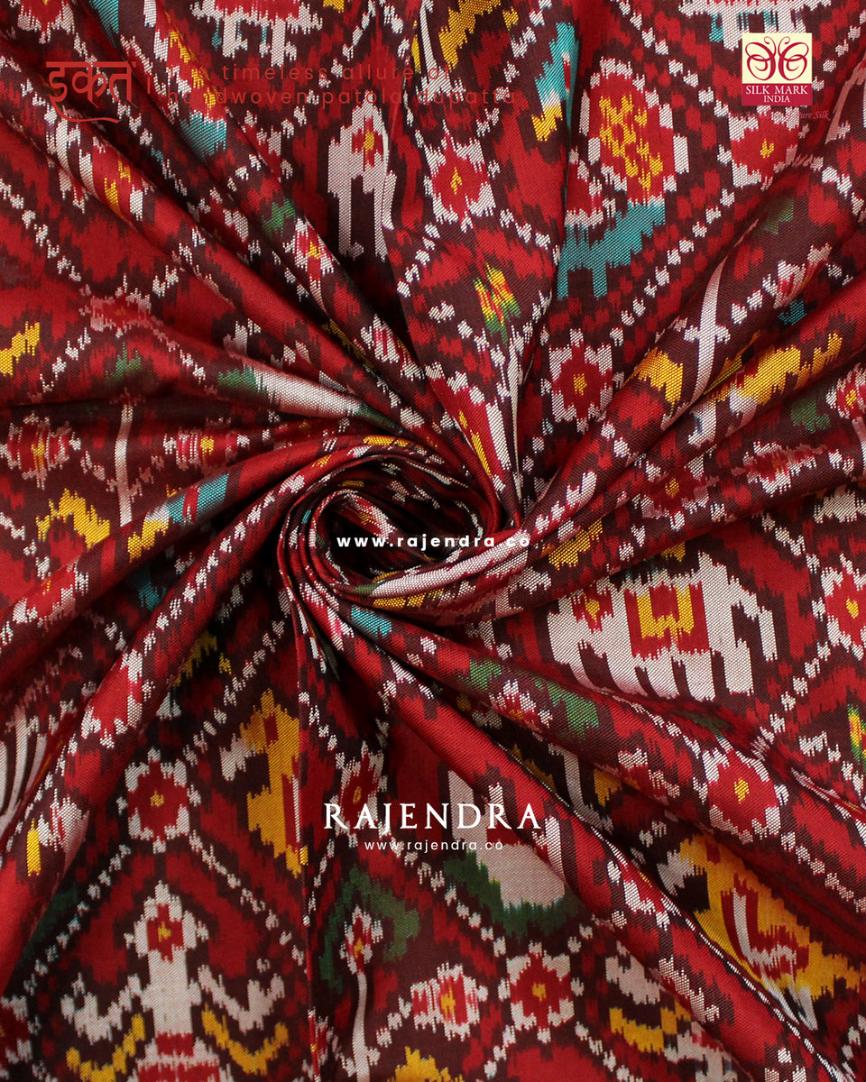 Traditional Hathi Popat Design Red Ikat Rajkot Patola Dupatta – Rajendra.co
